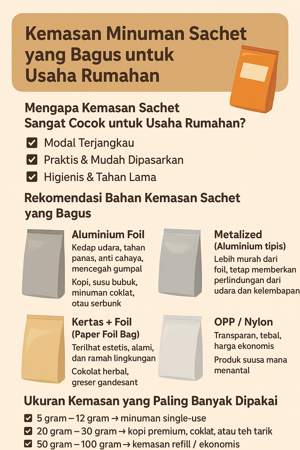 Kemasan Minuman Sachet yang Bagus untuk Usaha Rumahan